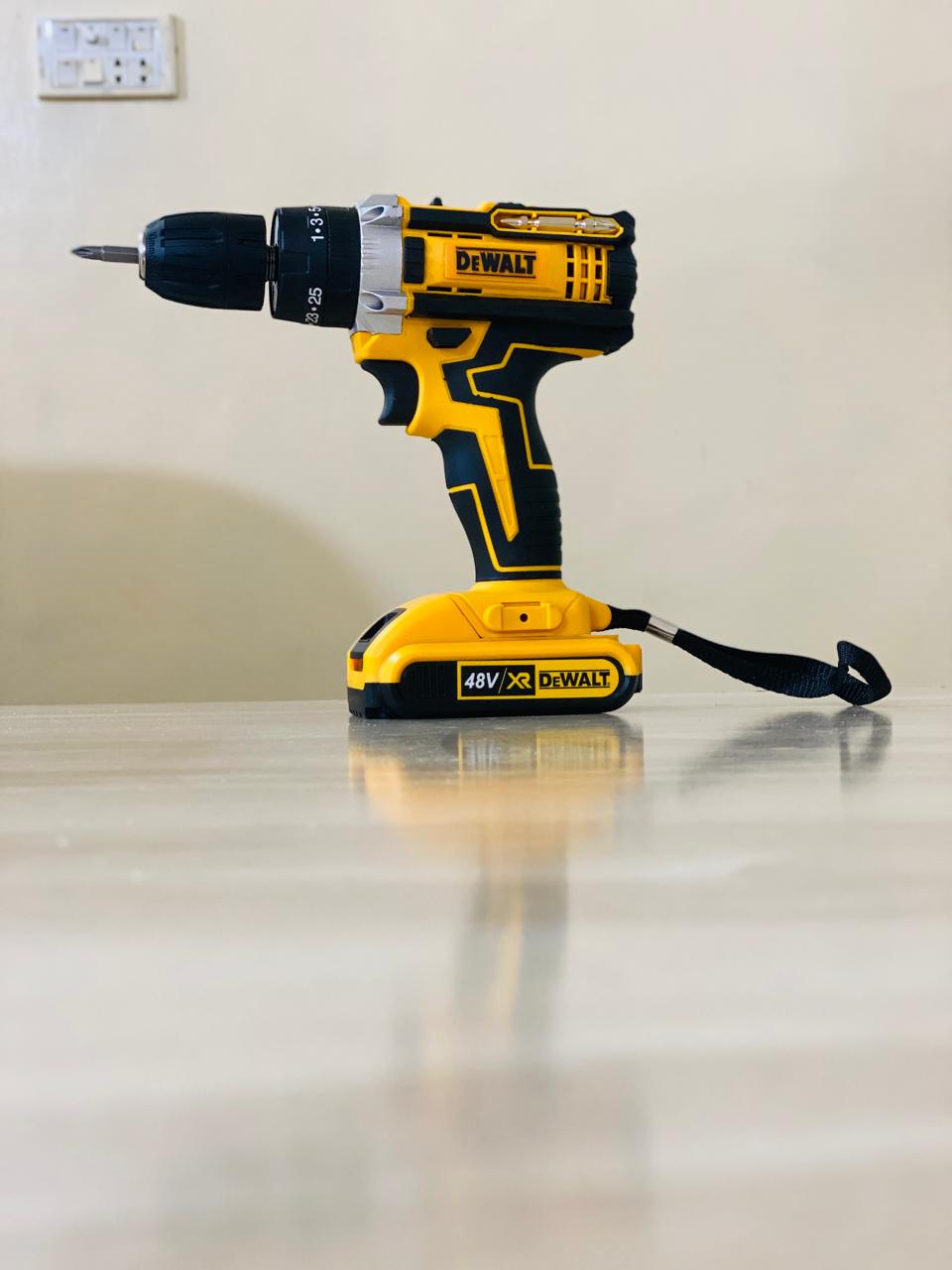 Dewalt 48V Cordless Drill with Hammer 3 function Drill with double lit ...